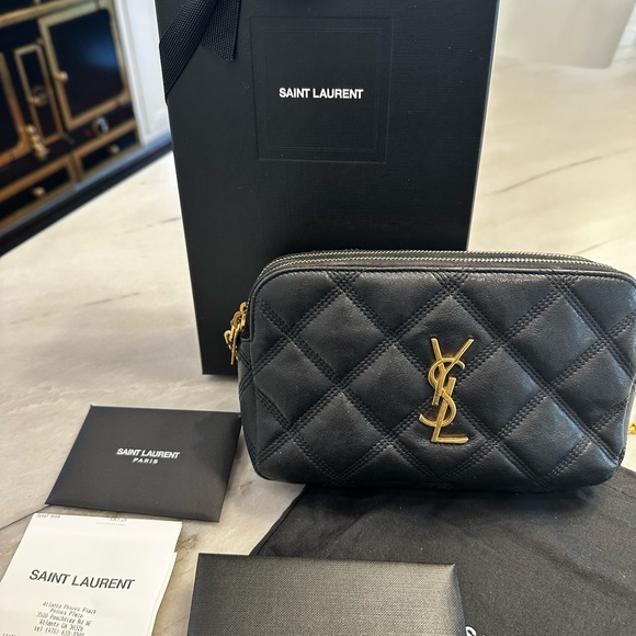 Yves Saint Laurent | Bags | Ysl Saint Laurent Black Quilted Leather ...